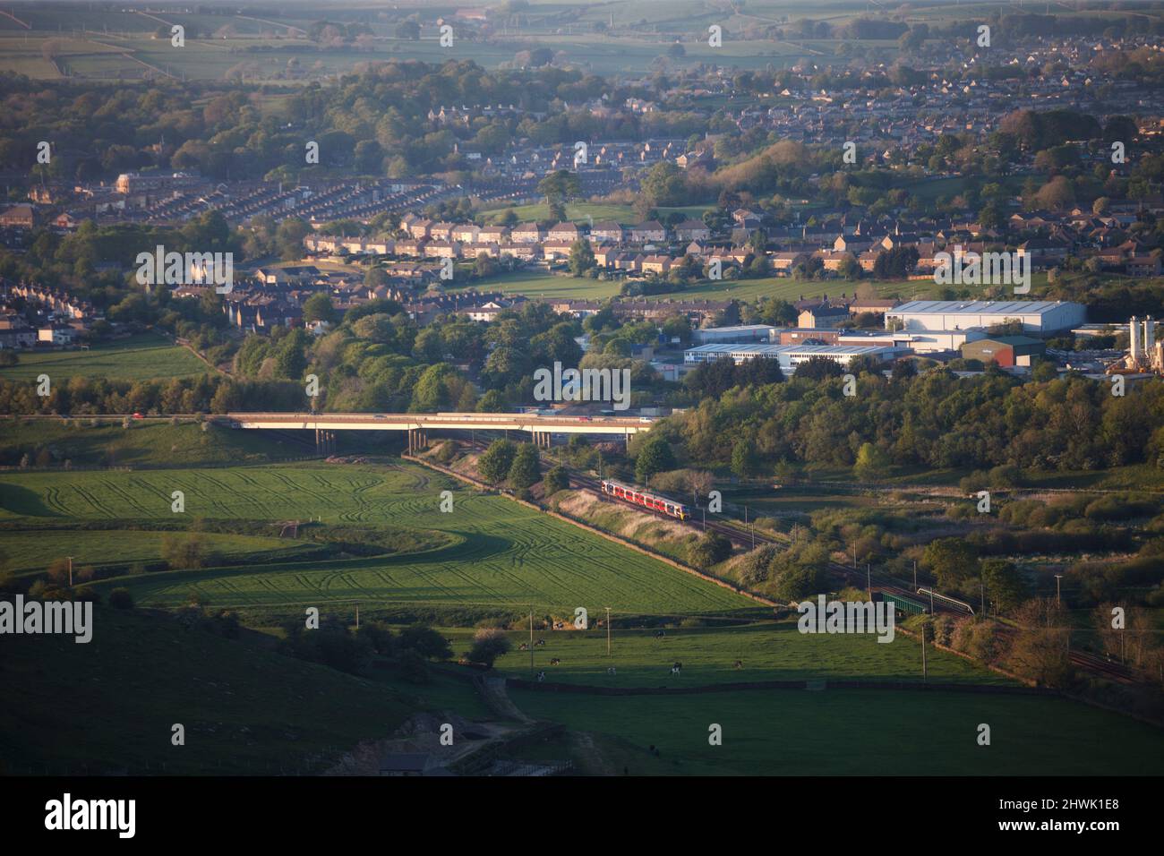 Northern Rail Siemens class 333 train running along the Aire valley ...