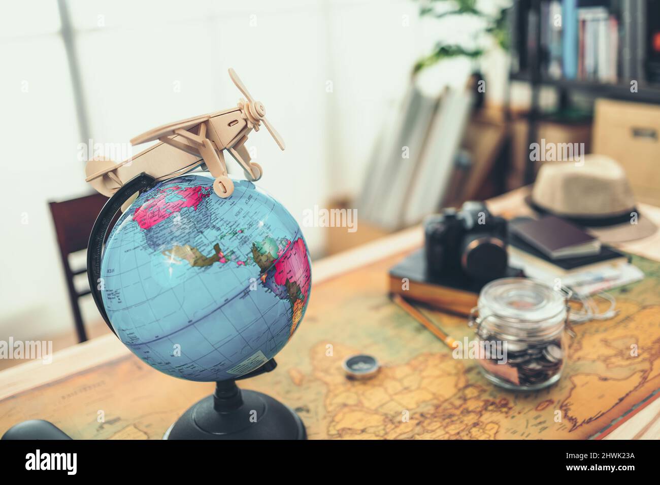 model air plane on Globe sphere orb model vintage. Travel , Adventure ...