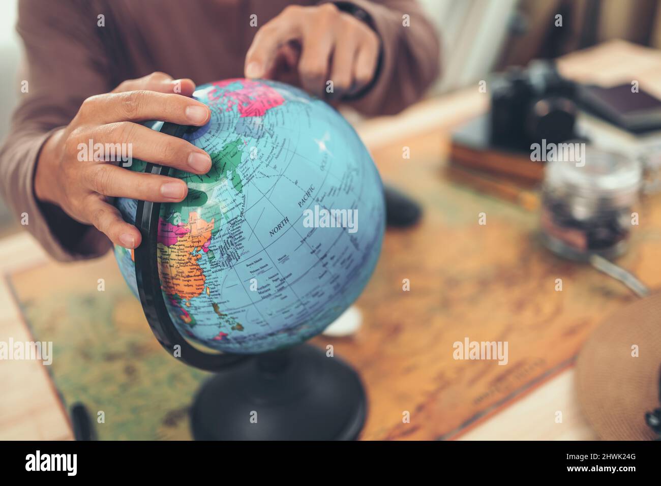 Hand catch and Finger point Globe, whole world.Travel , Adventure and ...