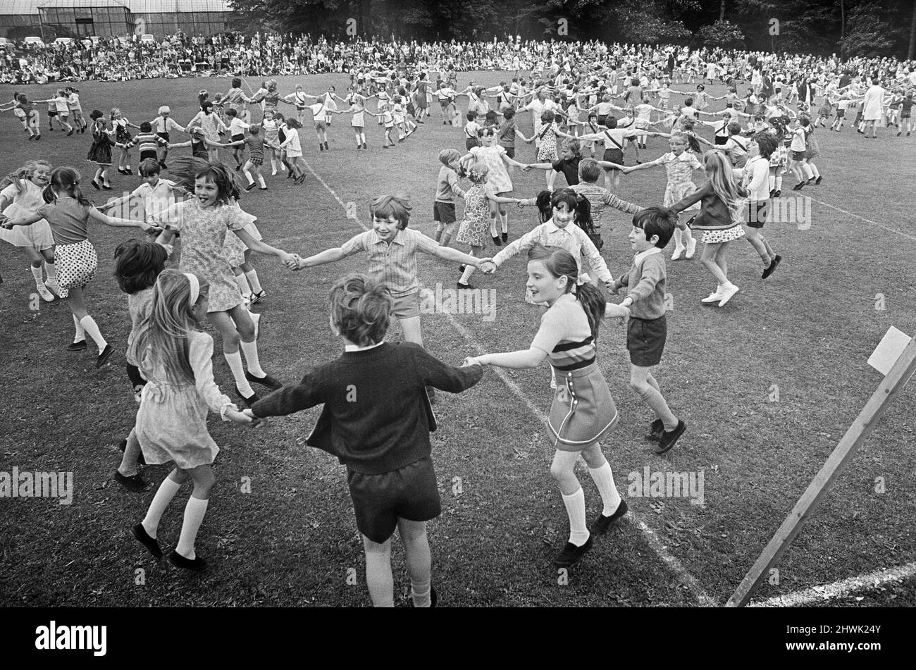 Children country dancing in Teesside. 1973 Stock Photo - Alamy