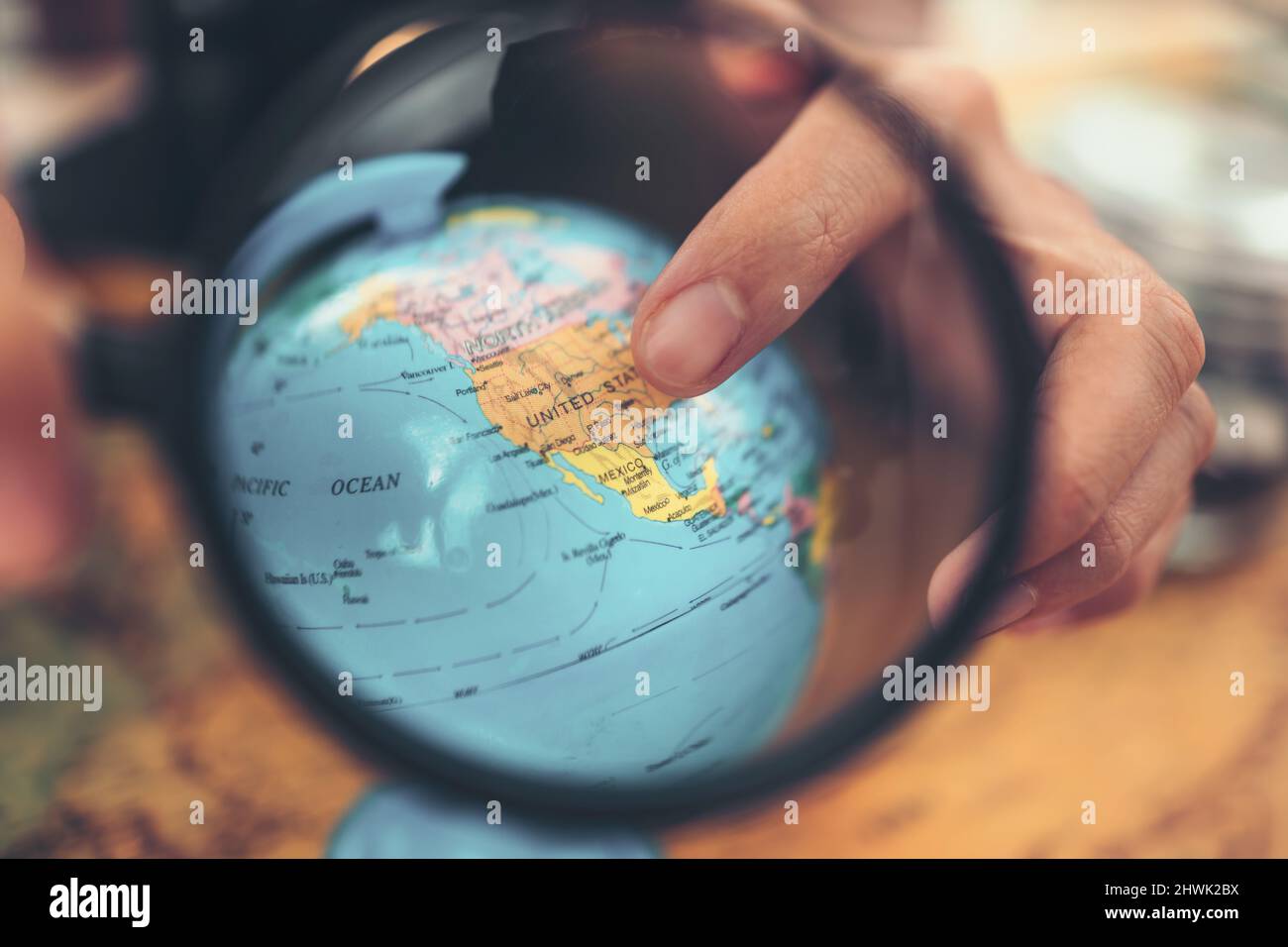 Finger pointing route on map hi-res stock photography and images - Alamy