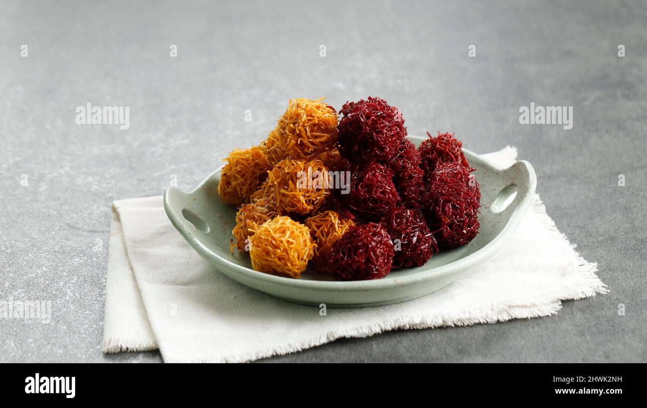 Two Color Grubi, Gurabi, or Kremes Ubi, Traditional Indonesian Snack ...