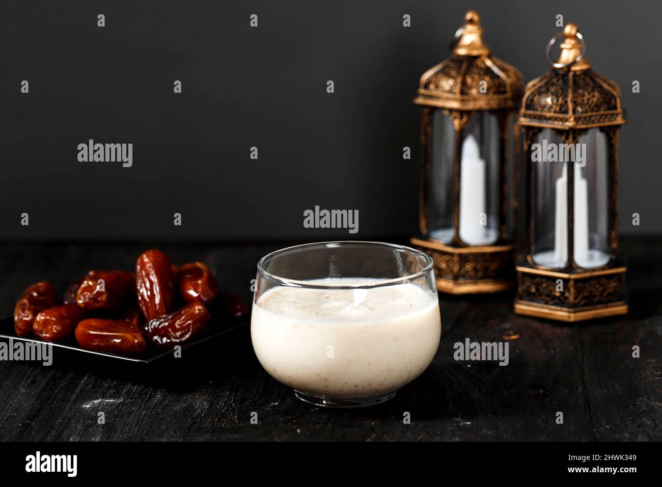 Ramadan Concept. Dates Milk Susu Kurma with Date Fruit in the ...
