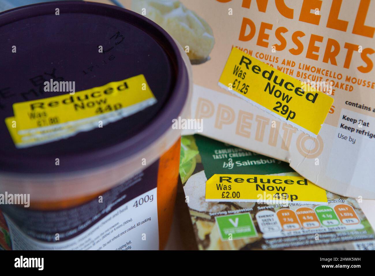 Price reduced food in a Sainsbury's Supermarket Stock Photo - Alamy