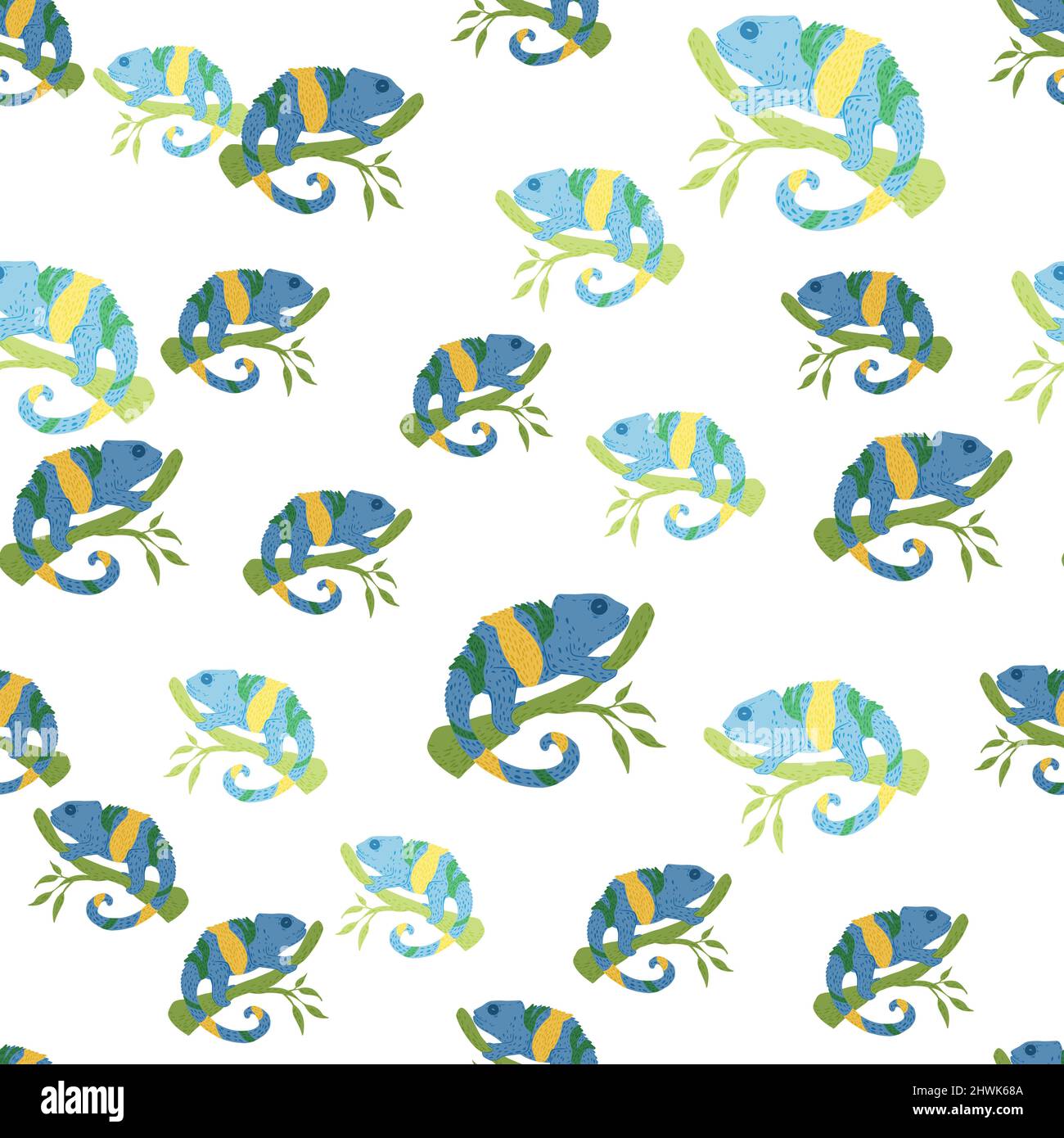 Chameleon seamless pattern. Background of tropical lizard. Repeated ...