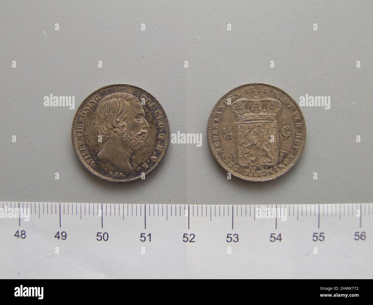 1/2 Gulden of William III, King of the Netherlands from Utrecht. Ruler ...
