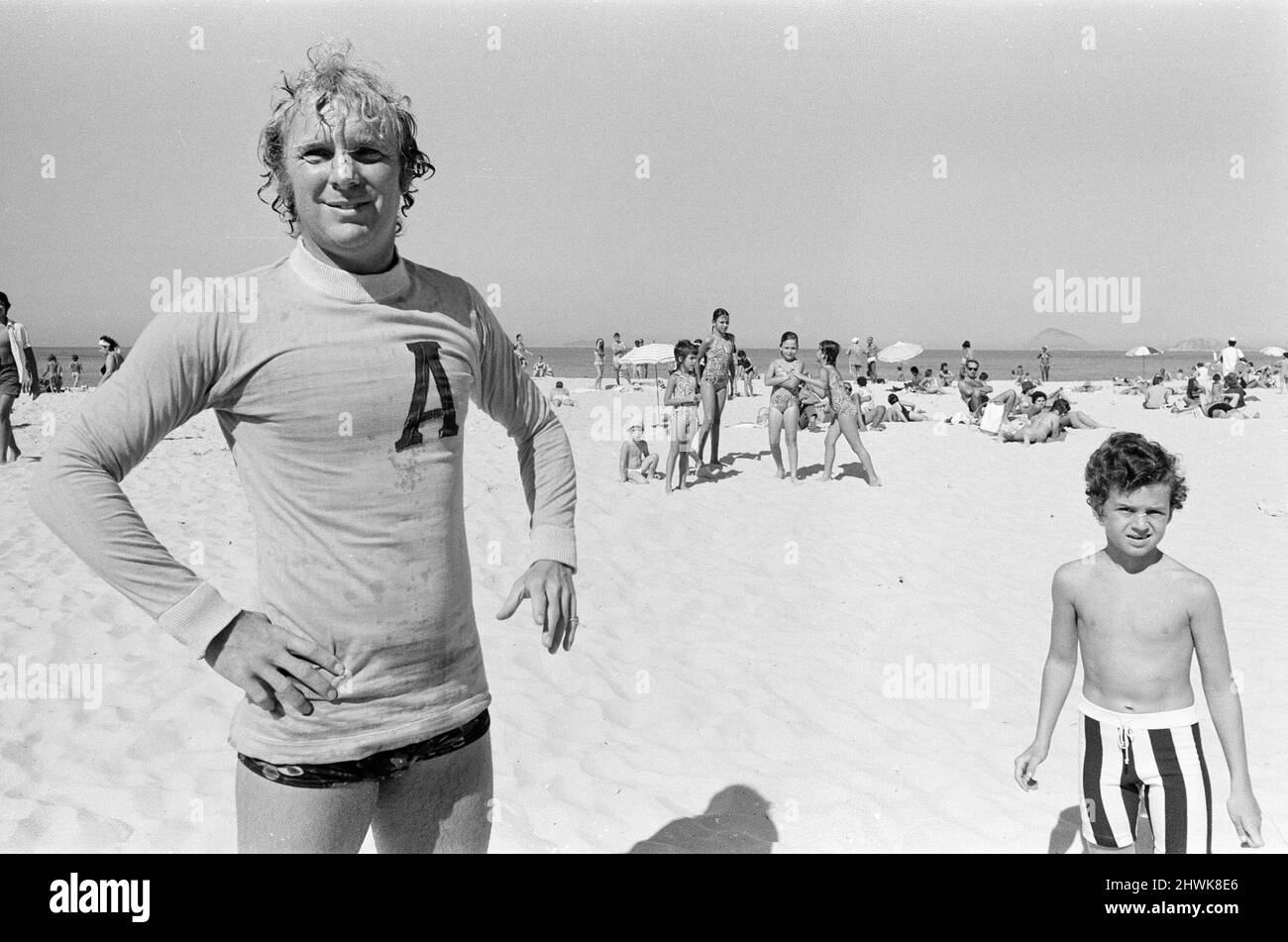 Bobby Moore, pictured on holiday, Copacabana Beach, Rio de Janeiro ...