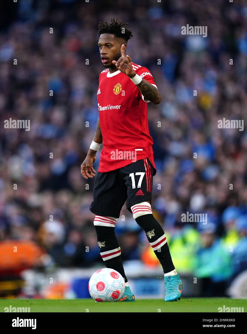 Manchester United's Fred during the Premier League match at the Etihad ...