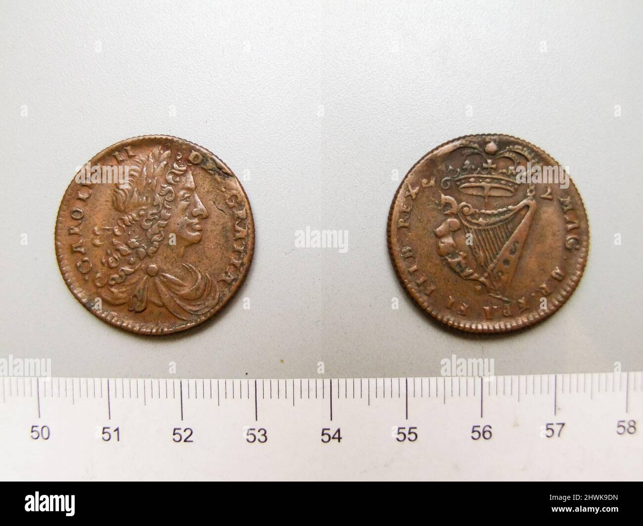 Halfpenny of Charles II, King of England and Scotland. Ruler: Charles ...