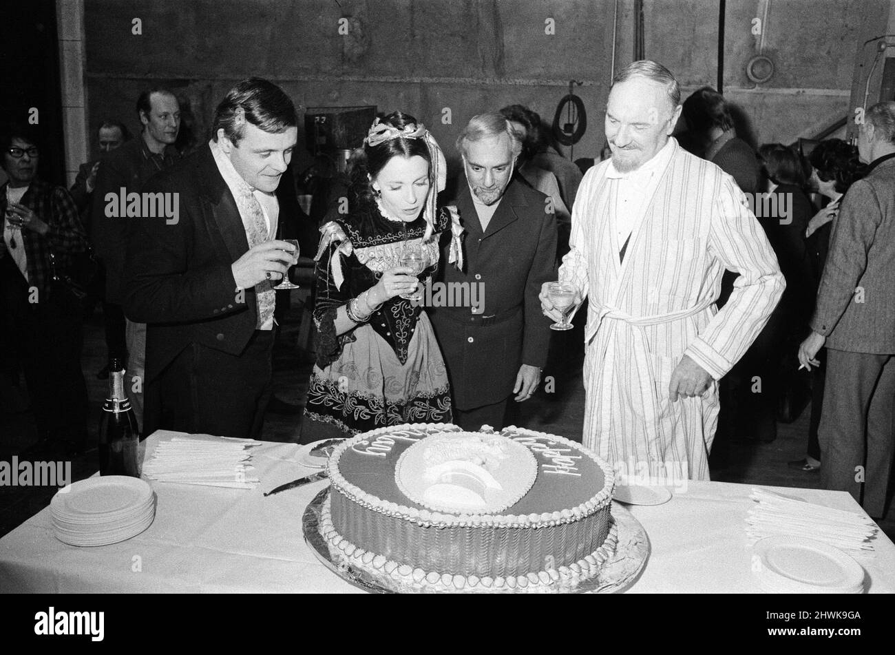 Sir Ralph Richardson celebrates his 70th birthday on the film set of 'A ...