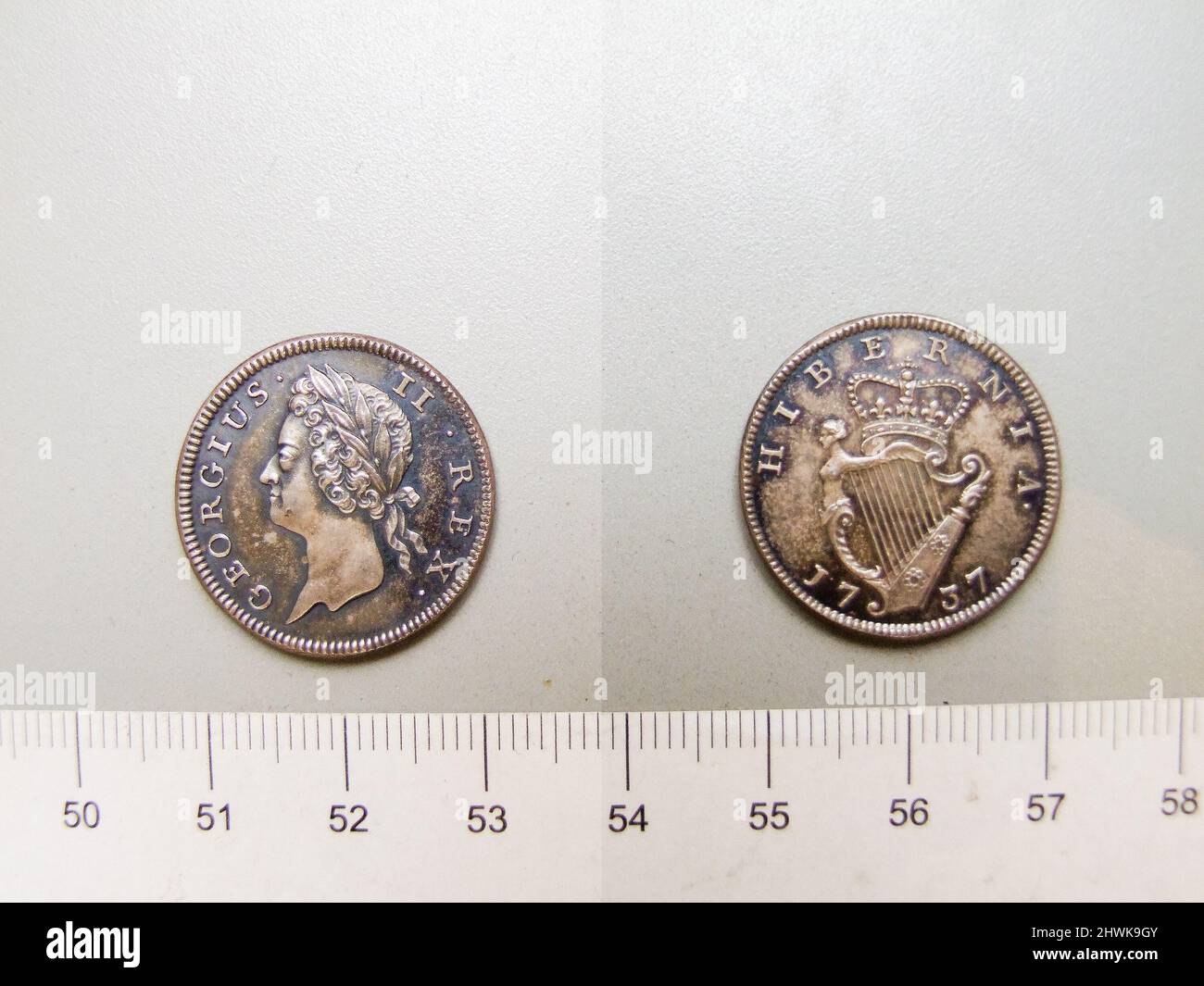 1 Farthing of George II, King of England from Unknown . Ruler: George ...