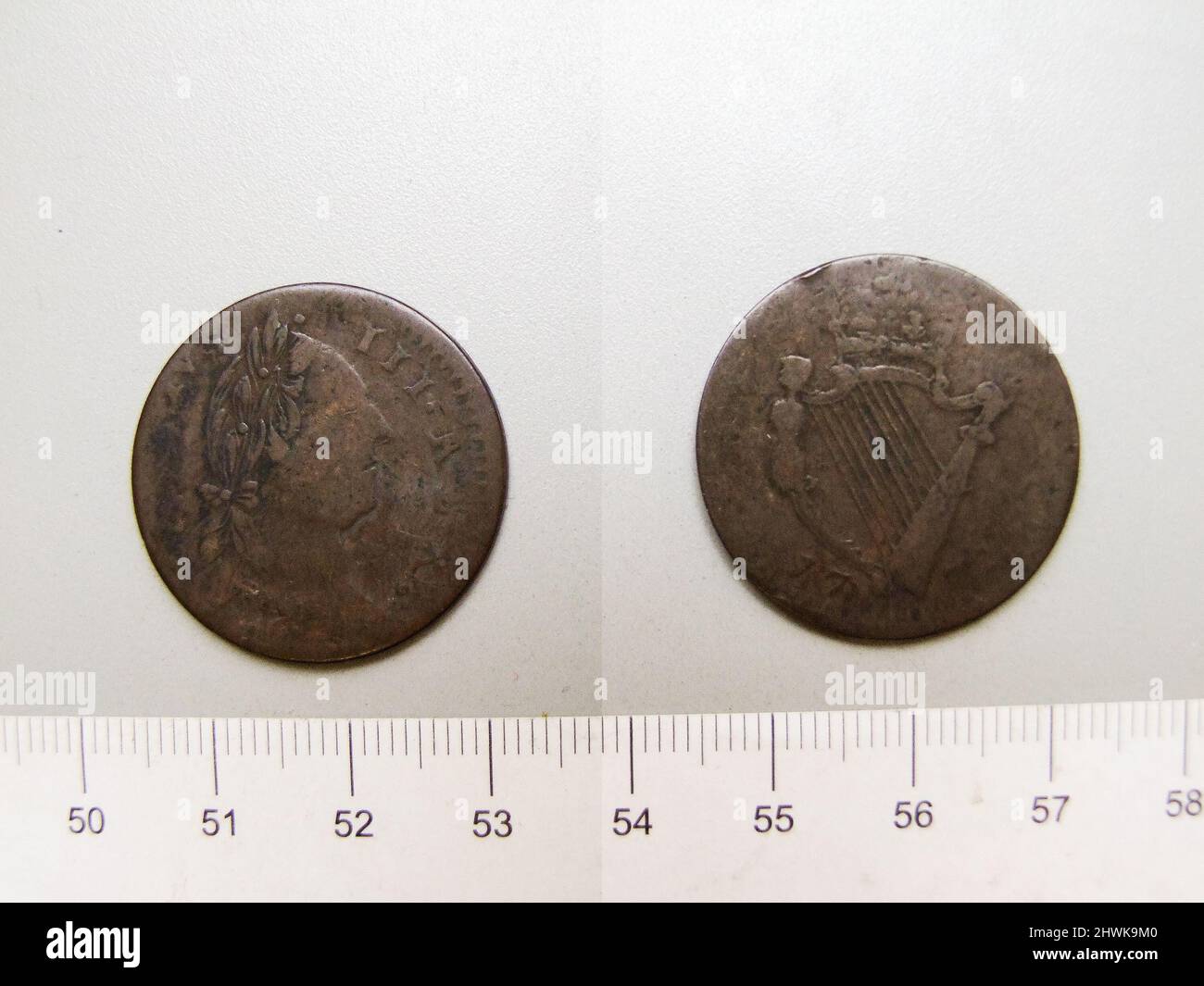 Halfpenny of George III, King of Great Britain from London. Ruler ...