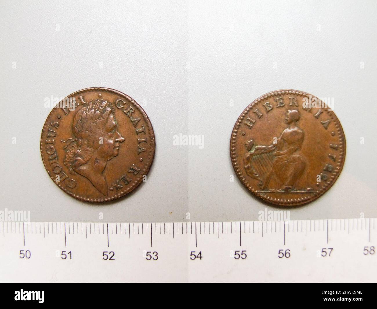 Halfpenny with King George I. Subject: George I, King of Great Britain ...