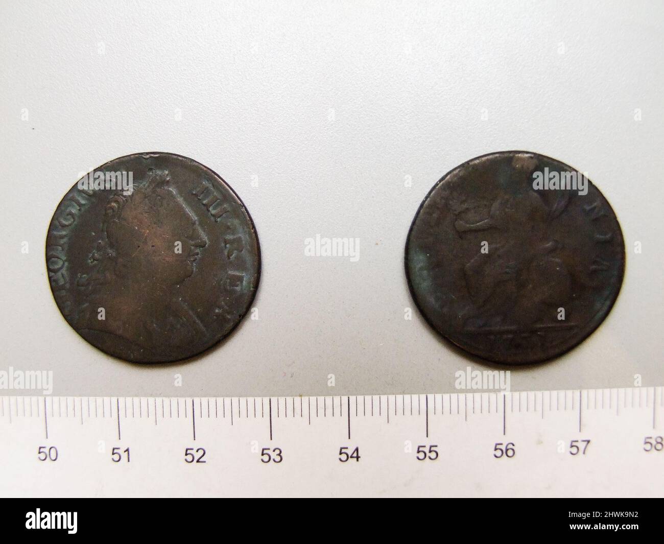Halfpenny of George III, King of Great Britain from London. Ruler ...