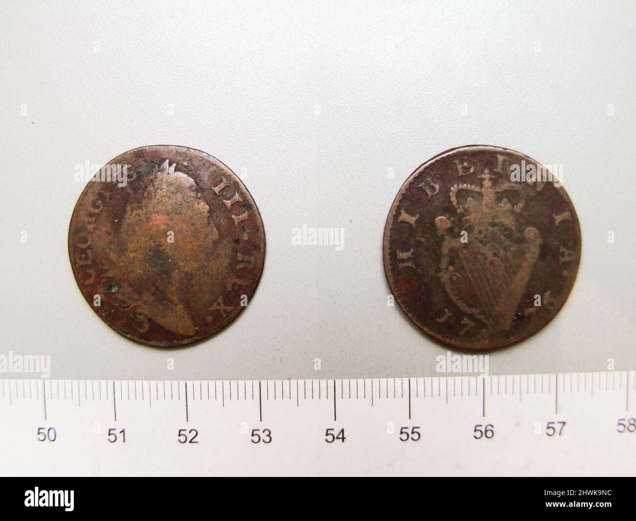 Halfpenny of George III, King of Great Britain from London. Ruler ...