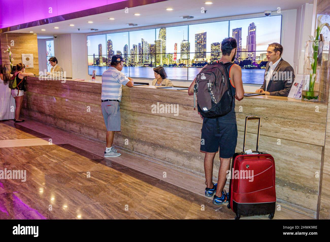Miami Florida,Intercontinental Hotel lobby,front desk check in ...