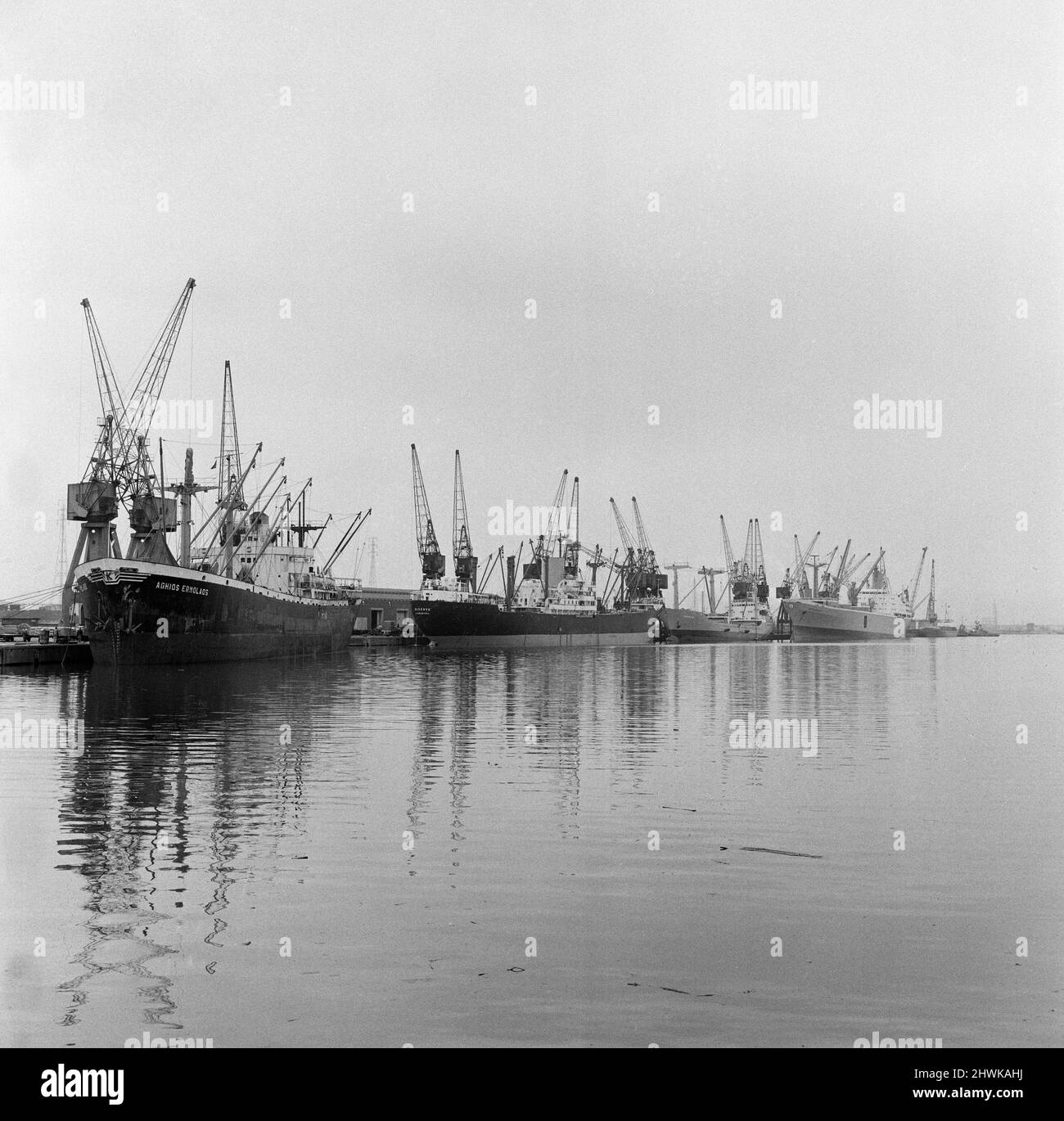 Tees Dock, full of ships. 1971.Tees Dock, full of ships. Redcar and ...