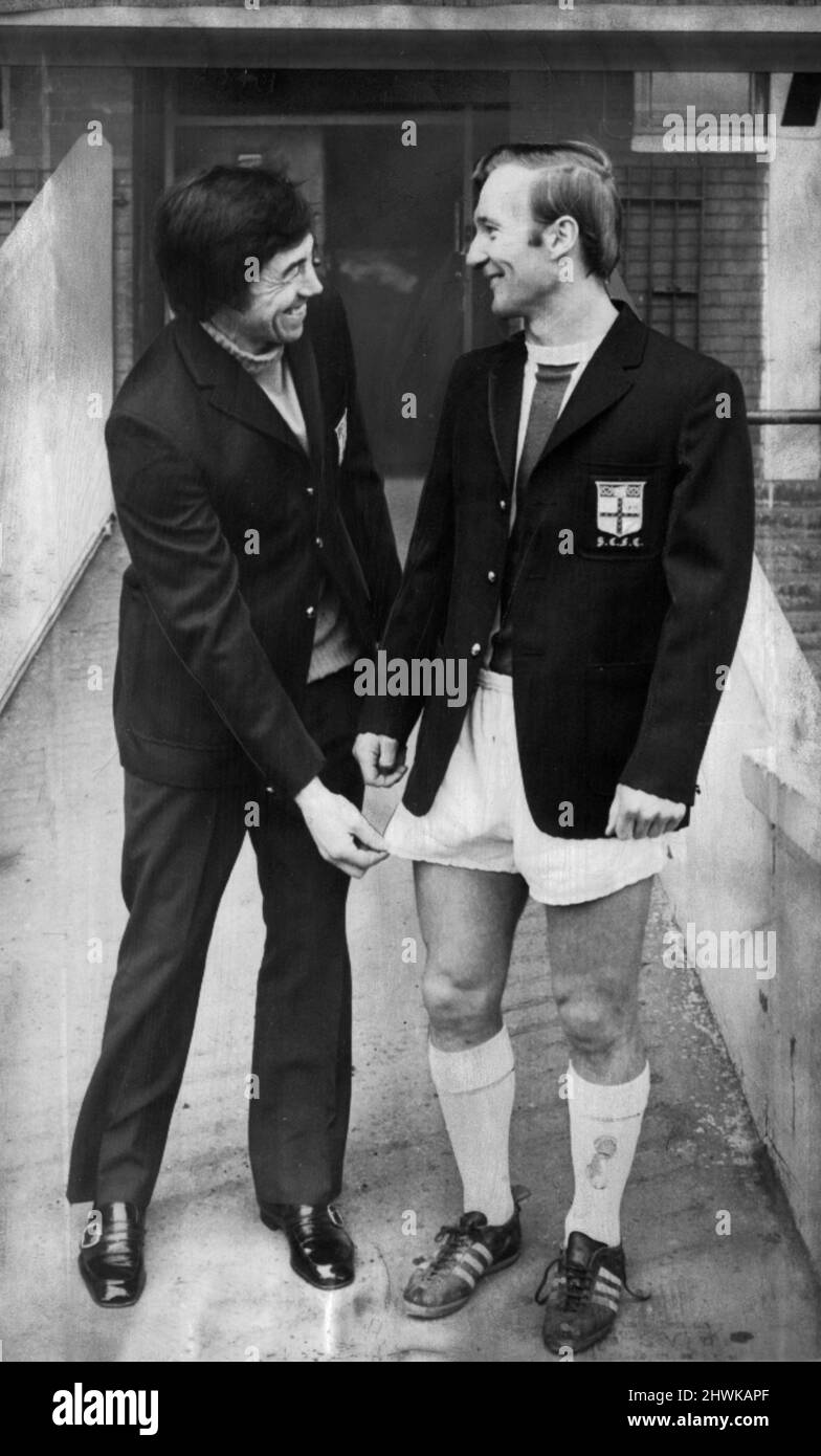 Gordon Banks (left) shares a joke with Stoke City team mate Peter ...