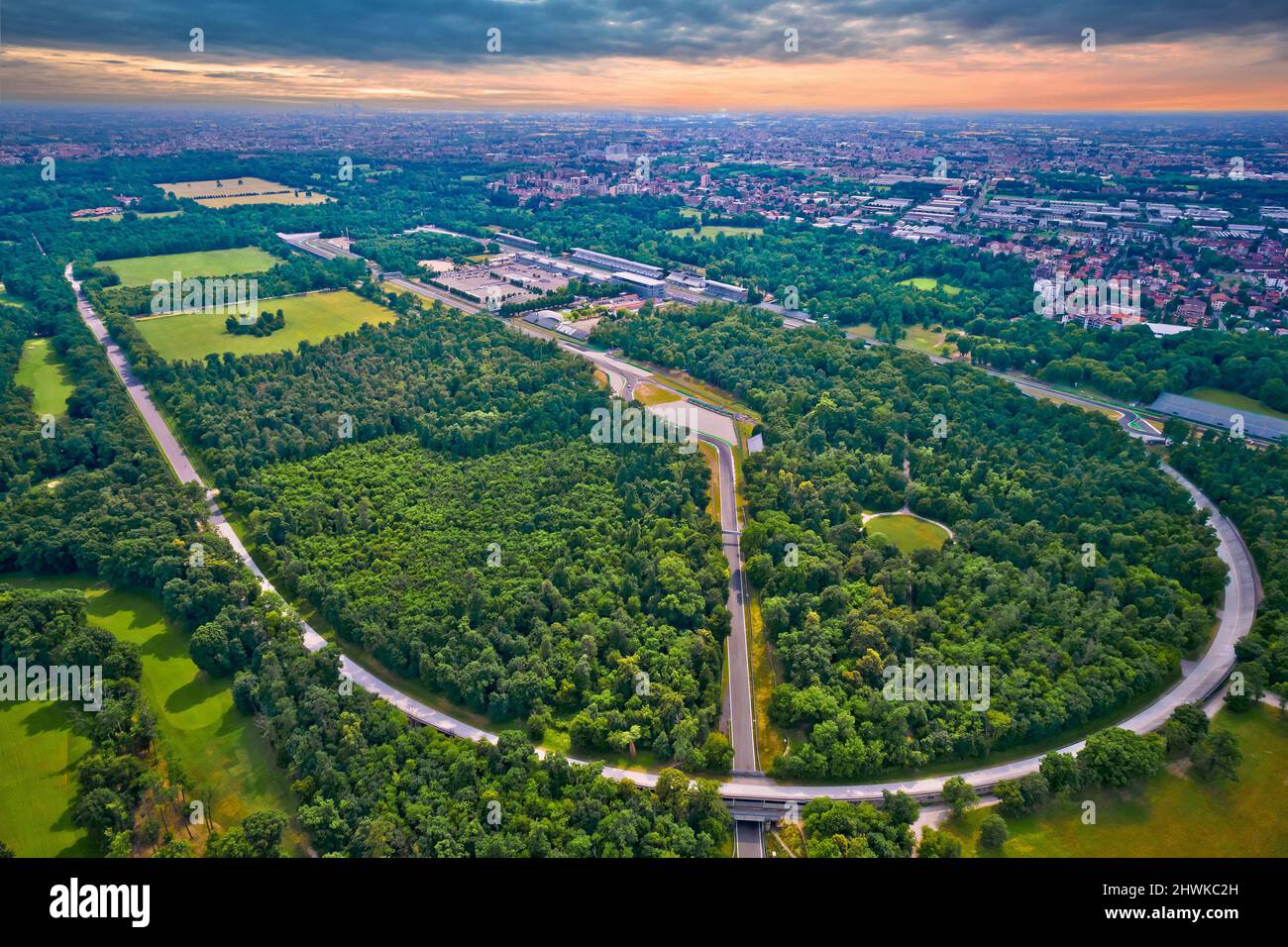 Monza race circut aerial view near Milano, Lombardy region of Italy ...