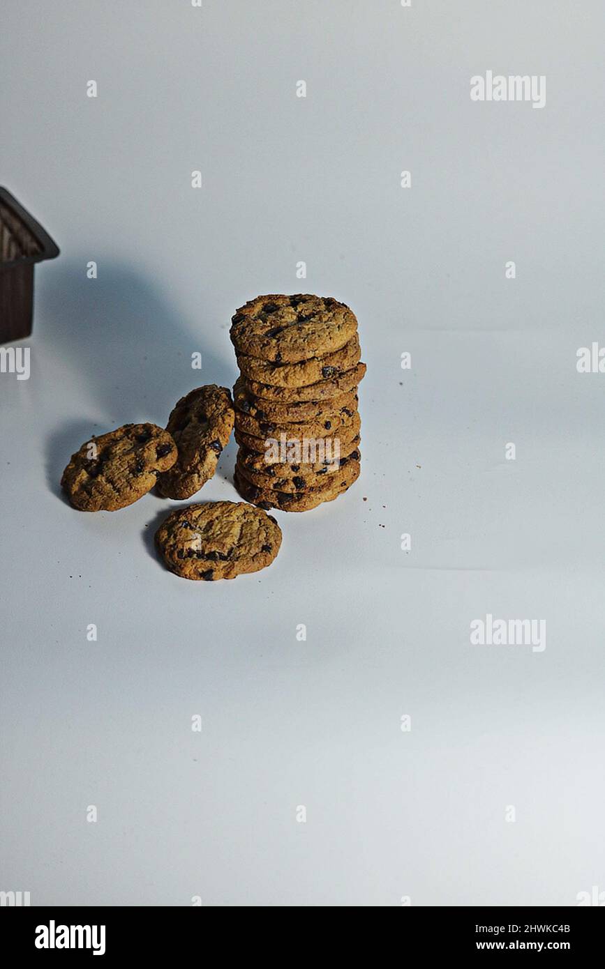Pile of chocolate chip cookies Stock Photo - Alamy