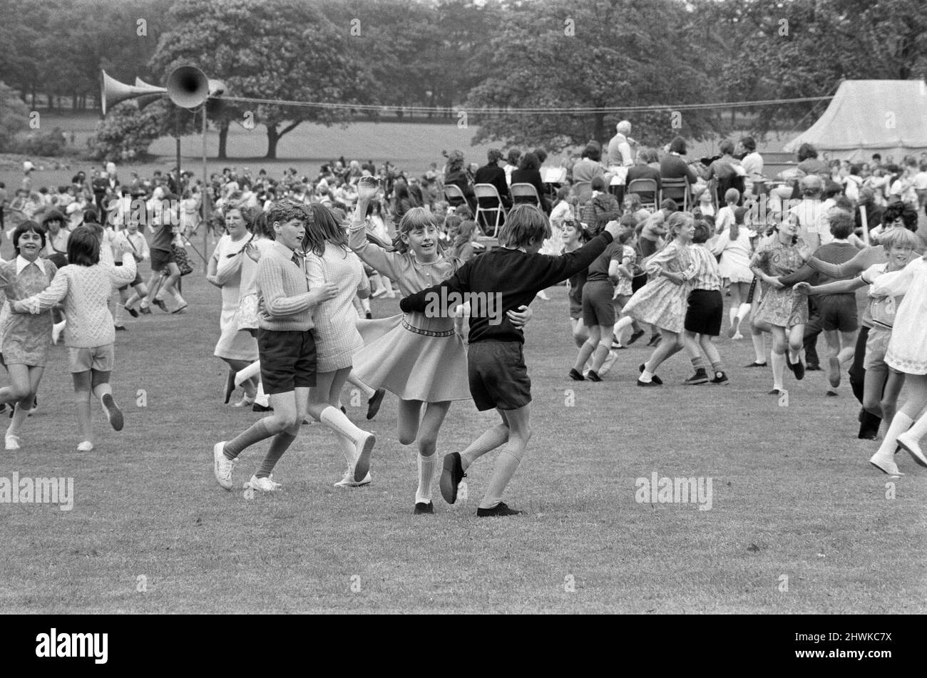 Children country dancing in Teesside. 1972 Stock Photo - Alamy