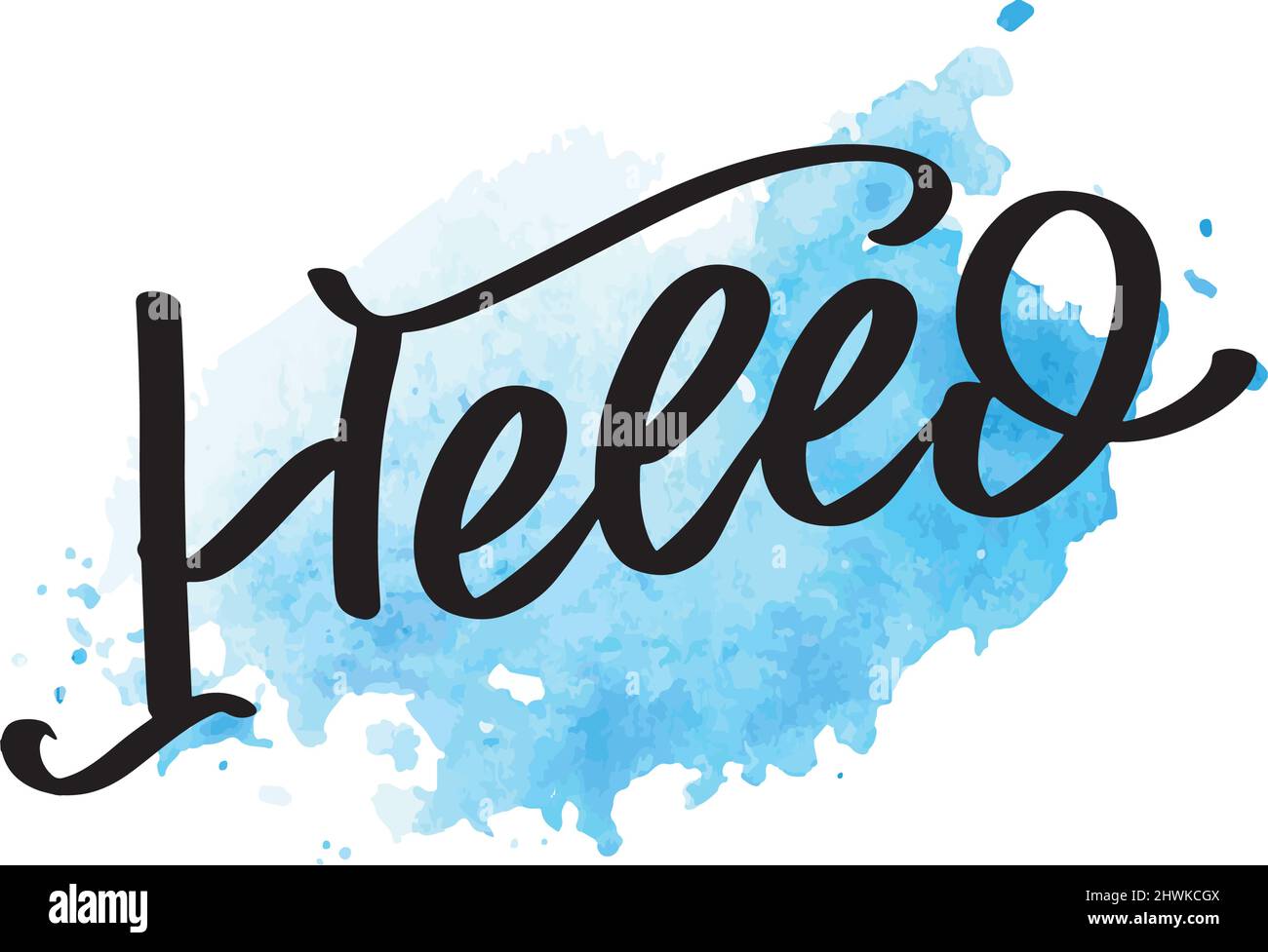 Hello in hand drawn style. Hello world. Lettering design concept. White ...