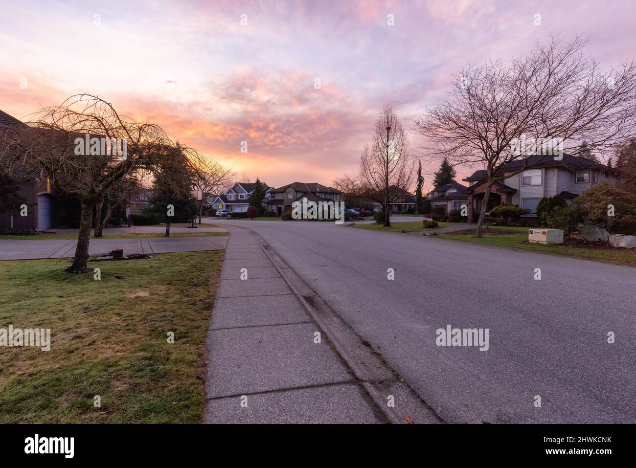 Beautiful Street view in the Residential Neighborhood Stock Photo - Alamy