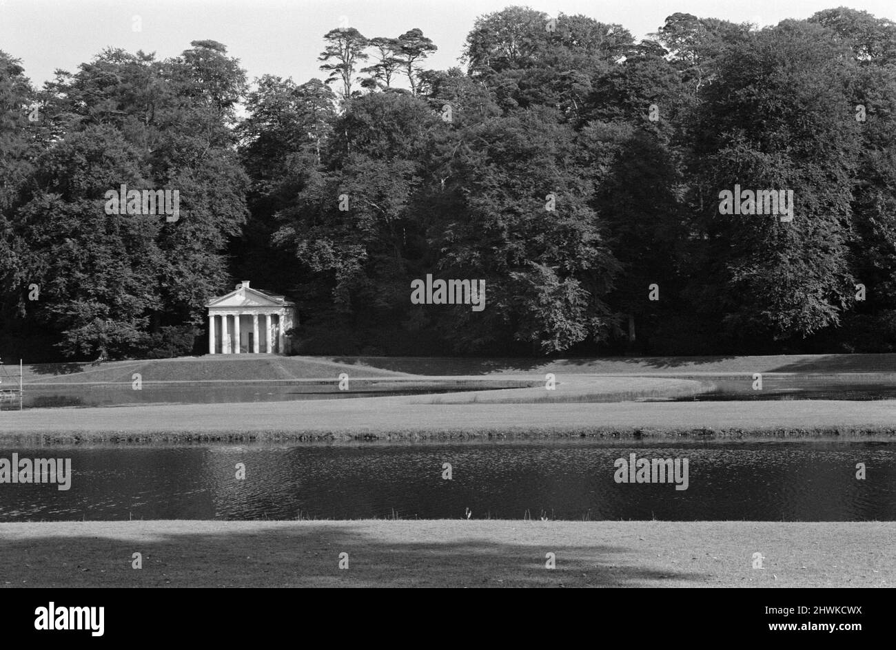 Temple of Piety and water gardens at Studley Royal Park, Ripon, North ...
