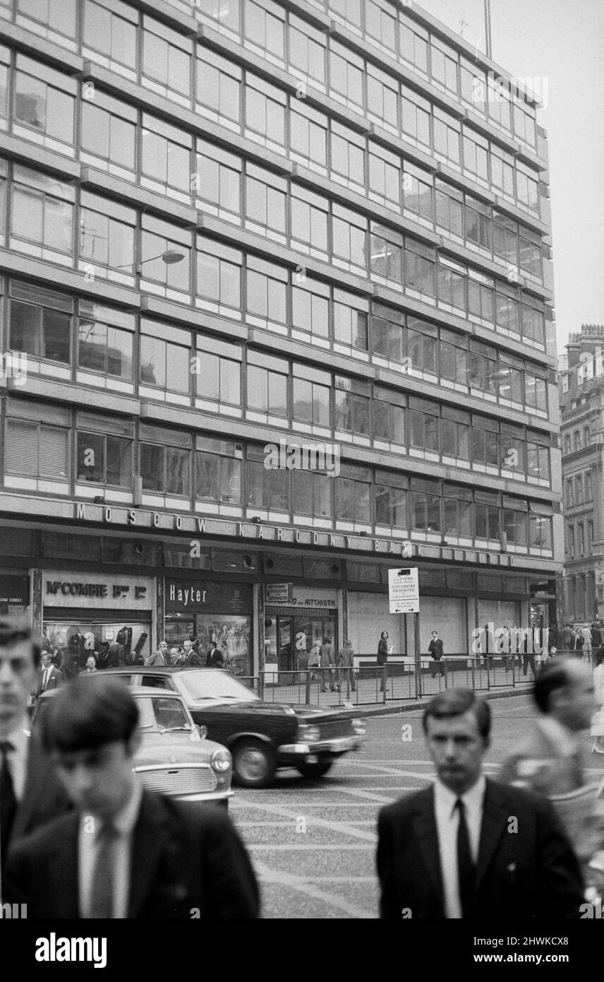 Exterior picture of Moscow Narodny Bank in London September 1971. A ...