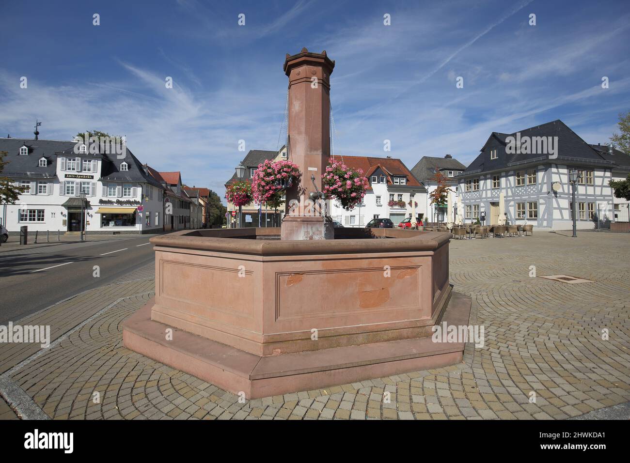 Fountain at the Old Market Square, in Usingen im Taunus, Hesse, Germany ...
