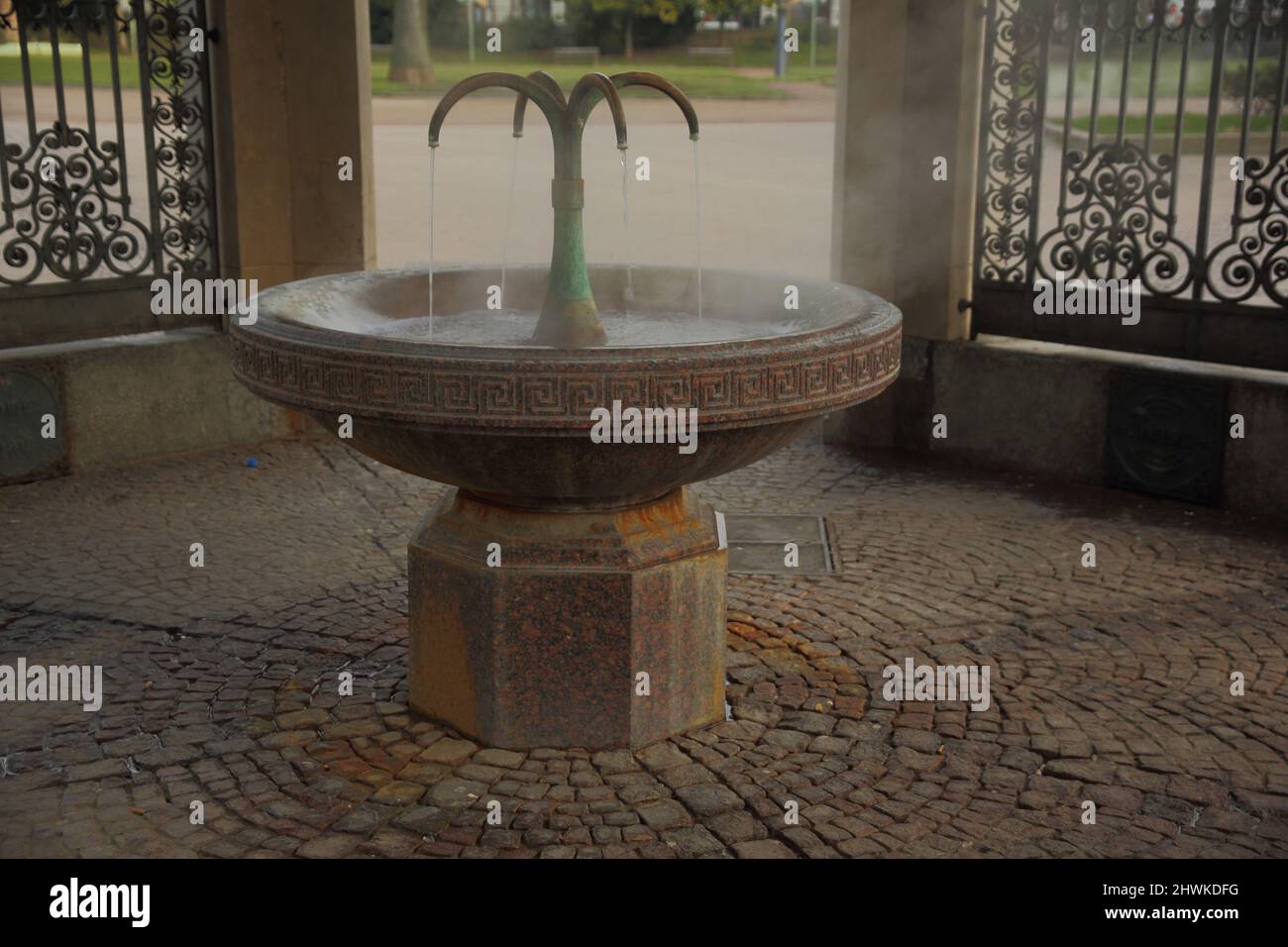 Kochbrunnen as a sodium chloride hot spring in Wiesbaden, Hesse ...