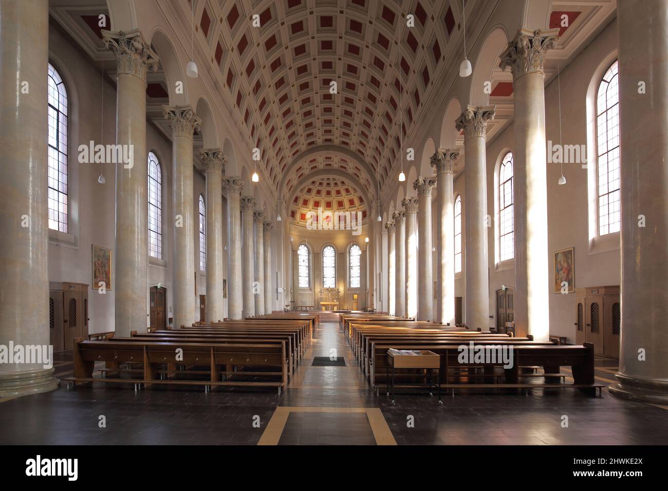 Interior view of the neoclassical Church of St. George in Bensheim ...
