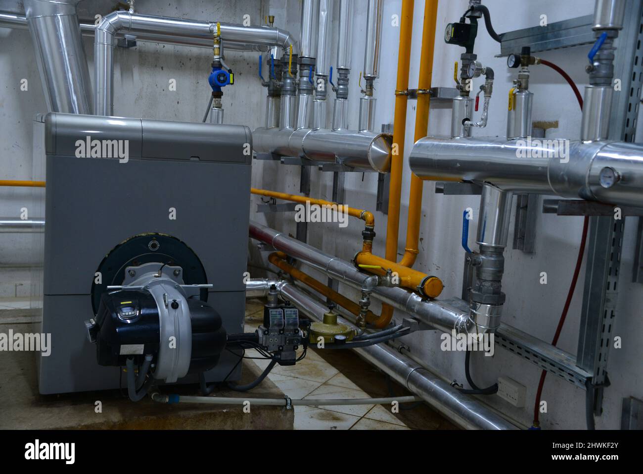 Image background of inside mechanical room of pipeline system for ...