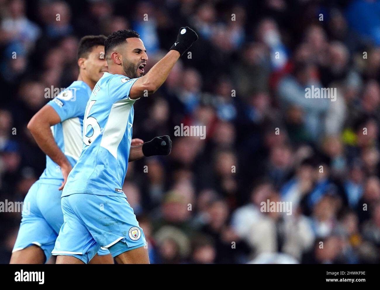 Manchester City's Riyad Mahrez celebrates scoring their side's third ...