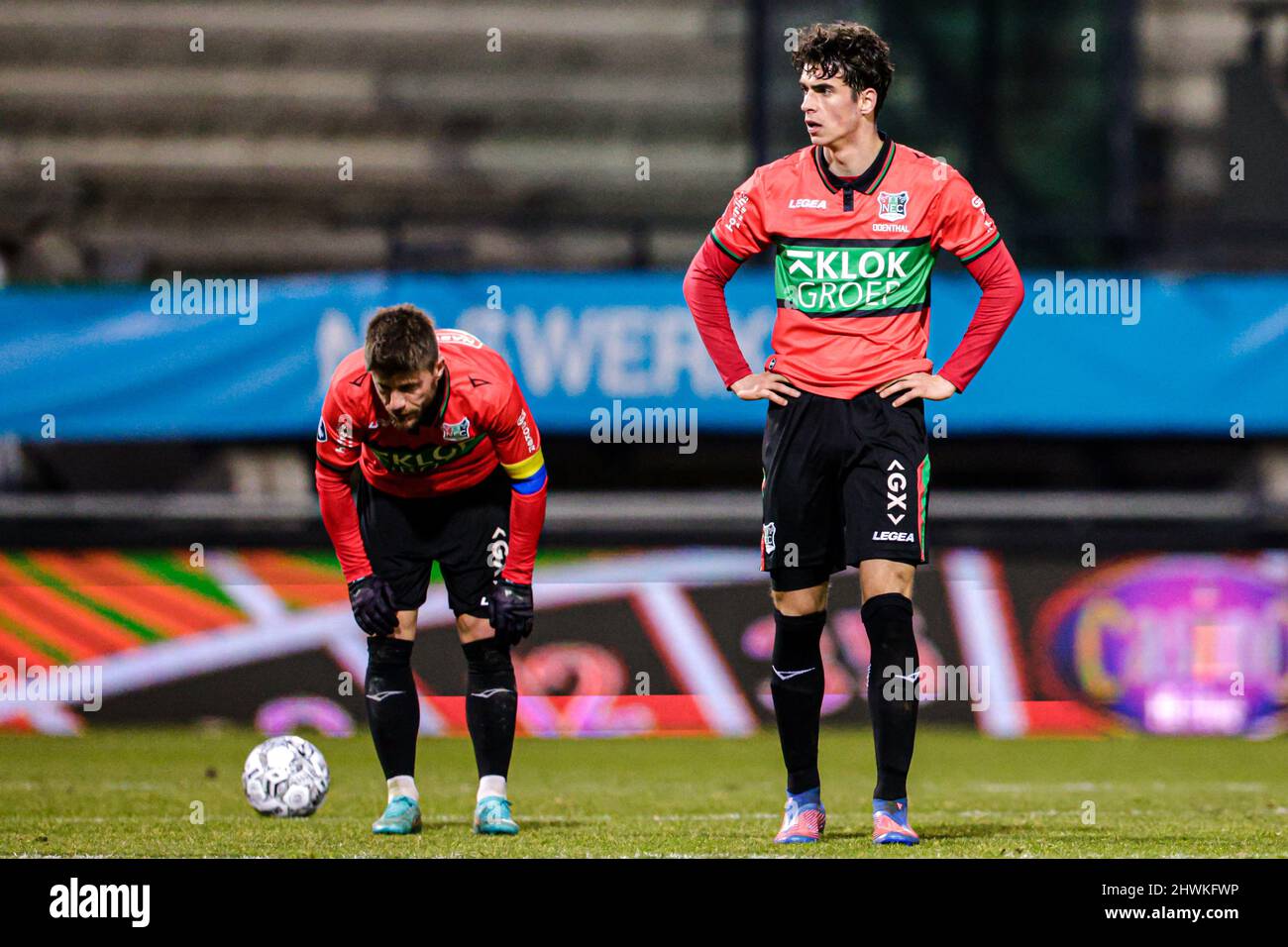 NIJMEGEN, NETHERLANDS - MARCH 6: Cas Odenthal of N.E.C. looks dejected ...