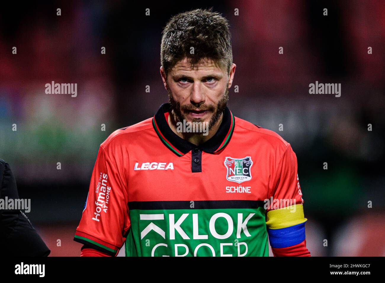 NIJMEGEN, NETHERLANDS - MARCH 6: Lasse Schone of N.E.C. looks dejected ...