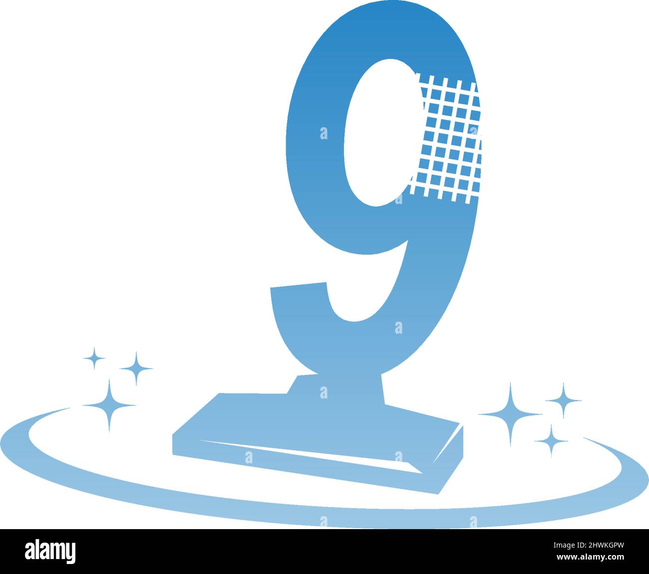Cleaning service logo illustration with number 9 icon template vector ...