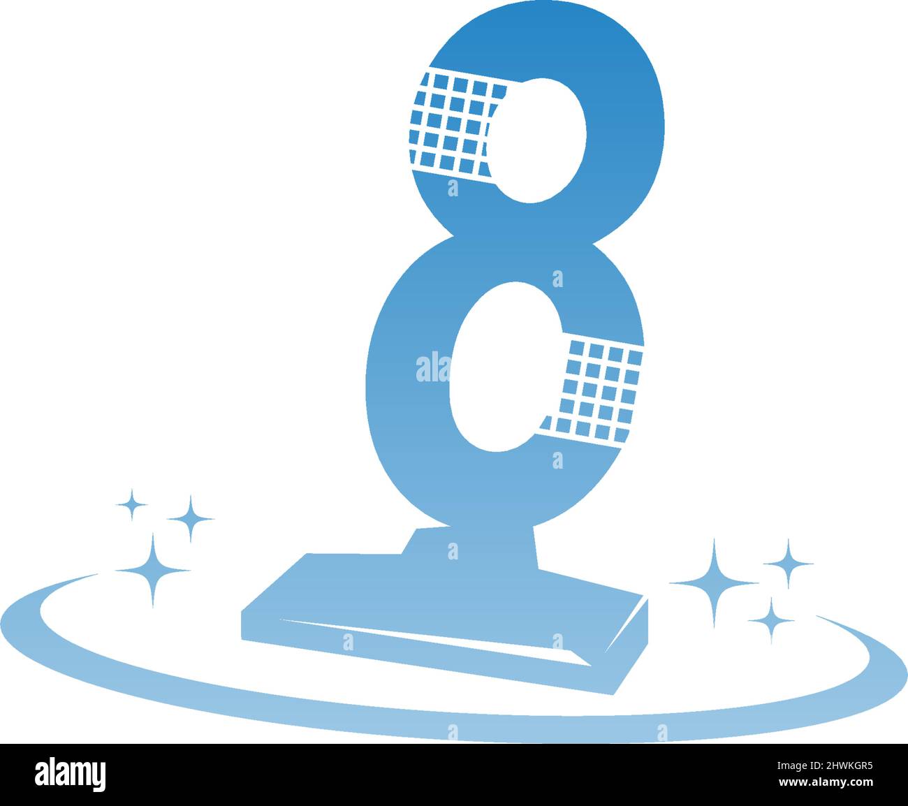 Cleaning service logo illustration with number 8 icon template vector ...