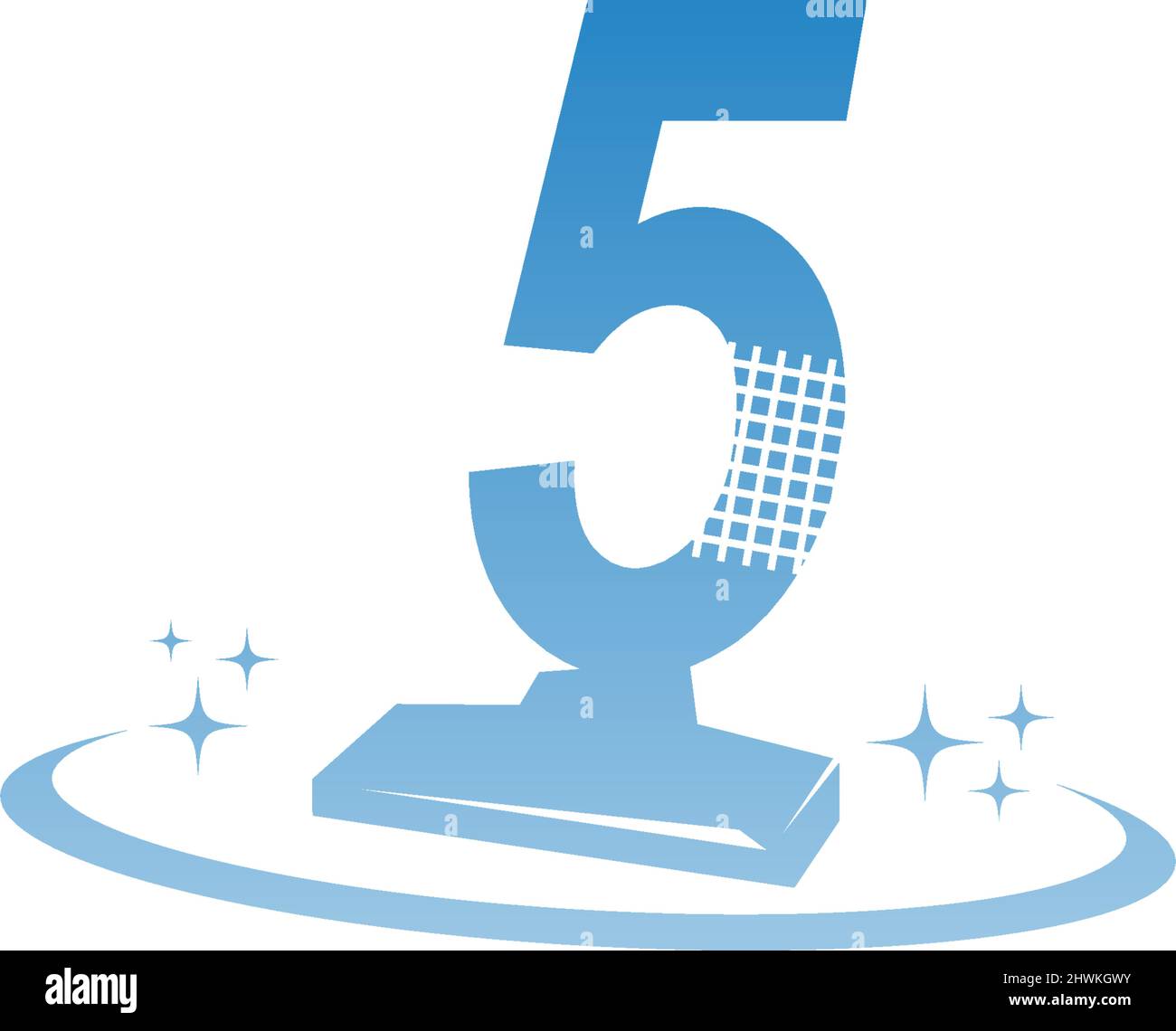 Cleaning service logo illustration with number 5 icon template vector ...