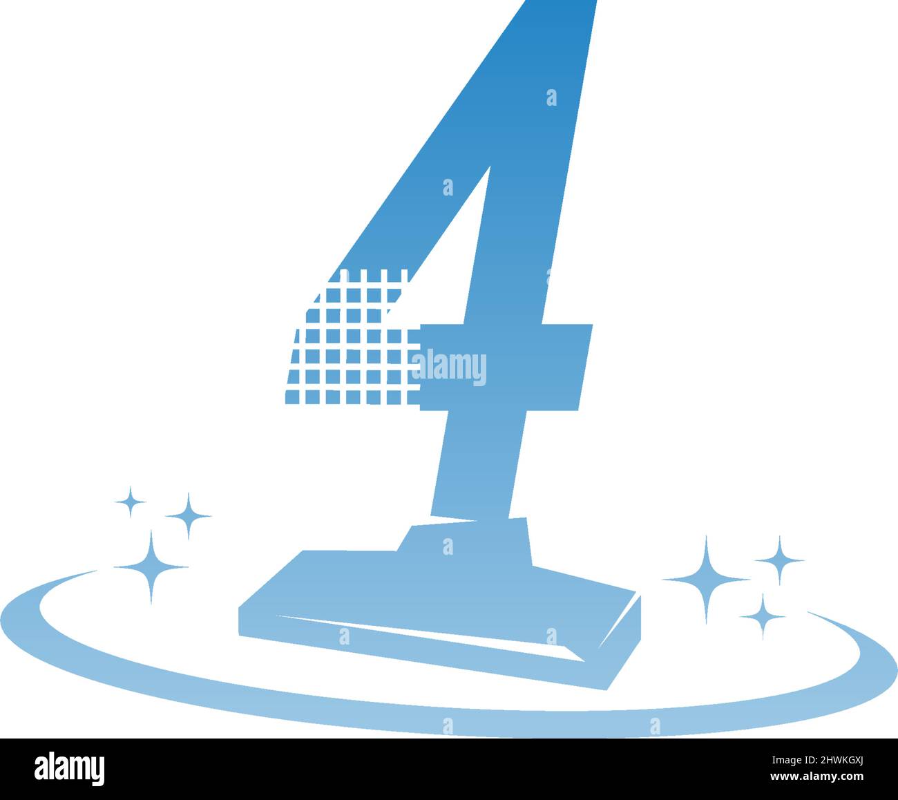 Cleaning service logo illustration with number 4 icon template vector ...