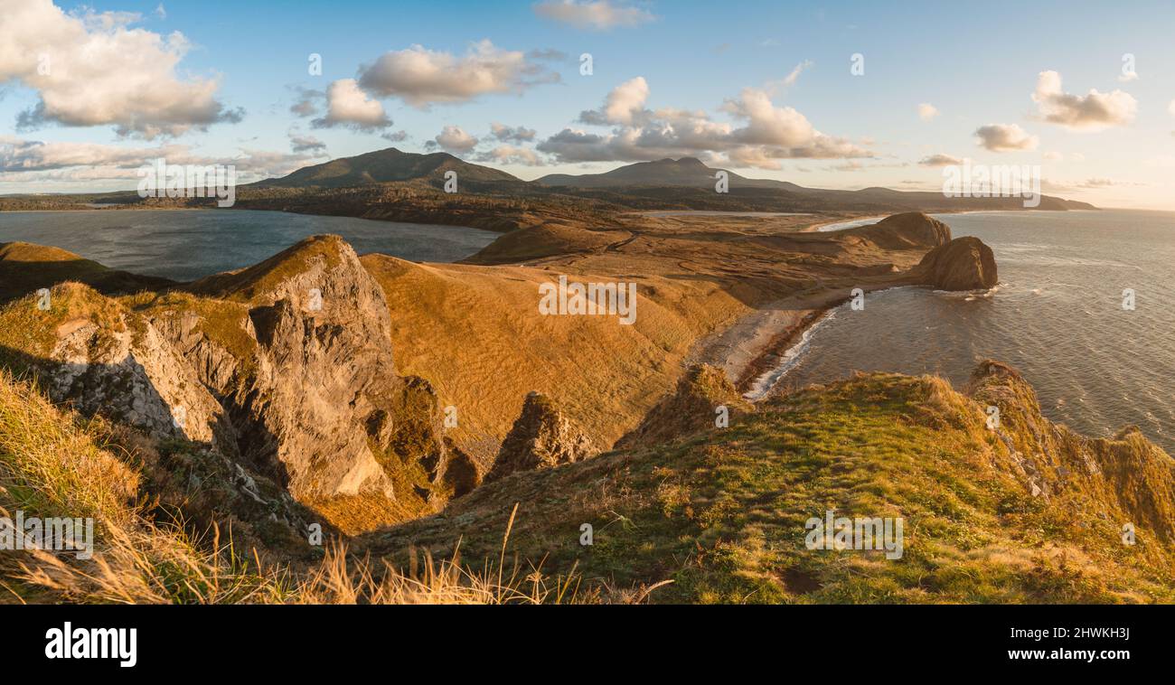 Panoramic aerial view the Kunashir Island, Kurils, Russia Stock Photo ...