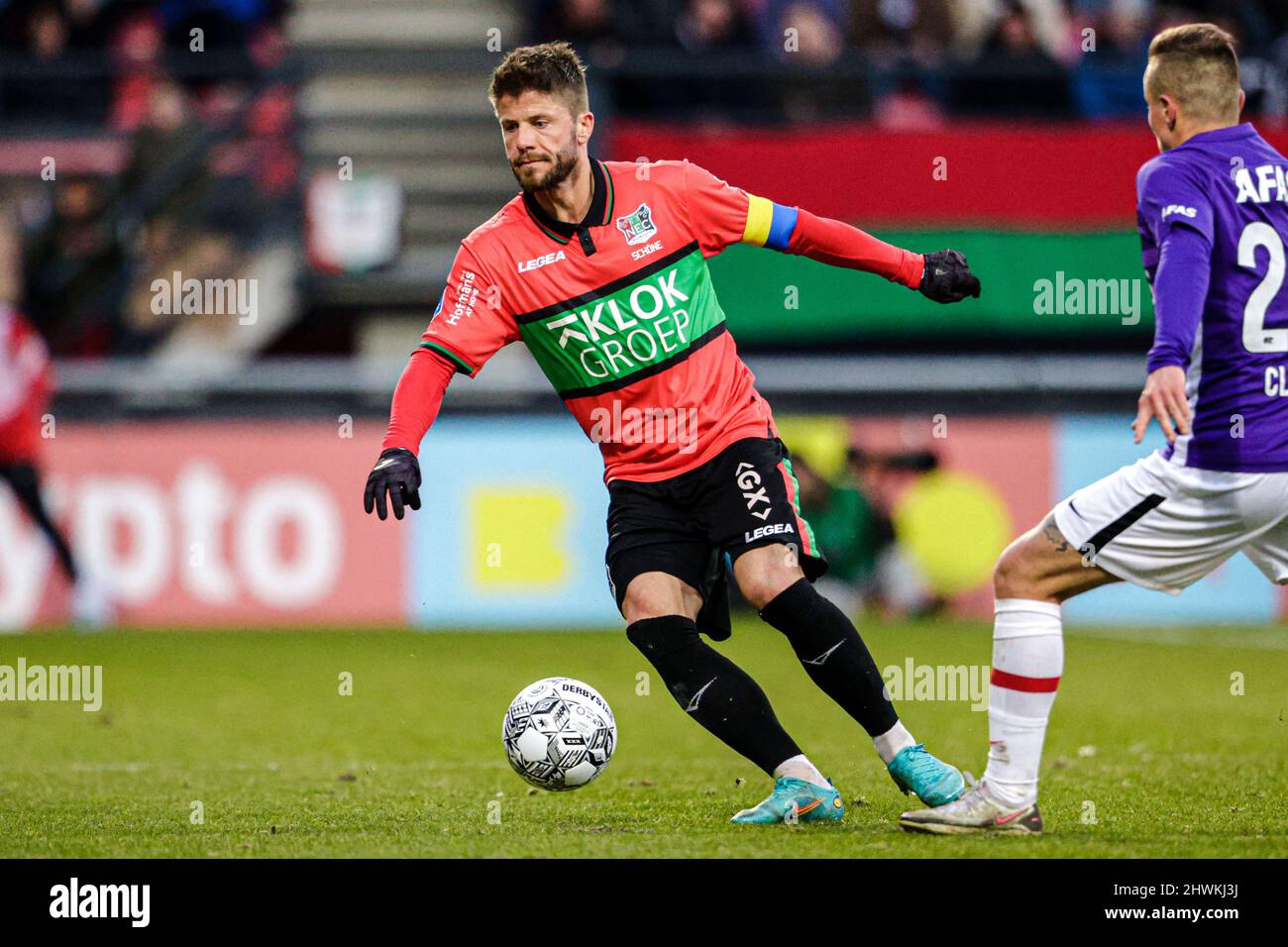 NIJMEGEN, NETHERLANDS - MARCH 6: Lasse Schone of N.E.C., Jordy Clasie ...