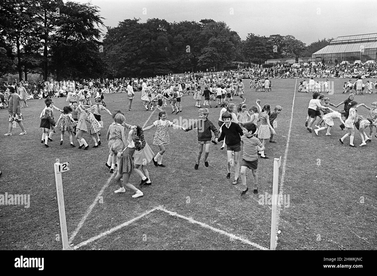 Children country dancing in Teesside. 1973 Stock Photo - Alamy