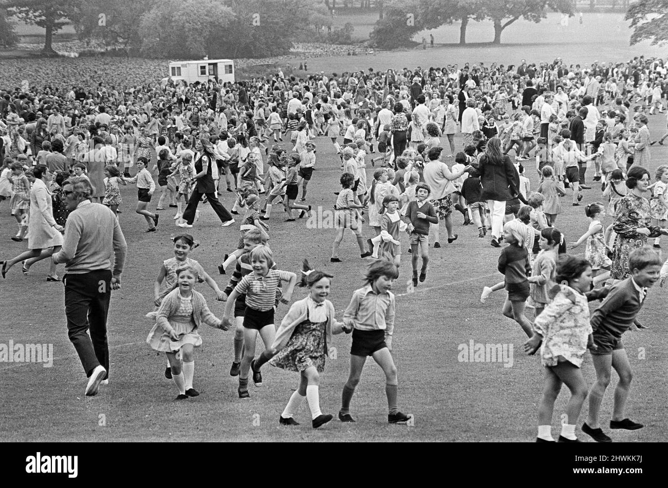 Children country dancing in Teesside. 1973 Stock Photo - Alamy