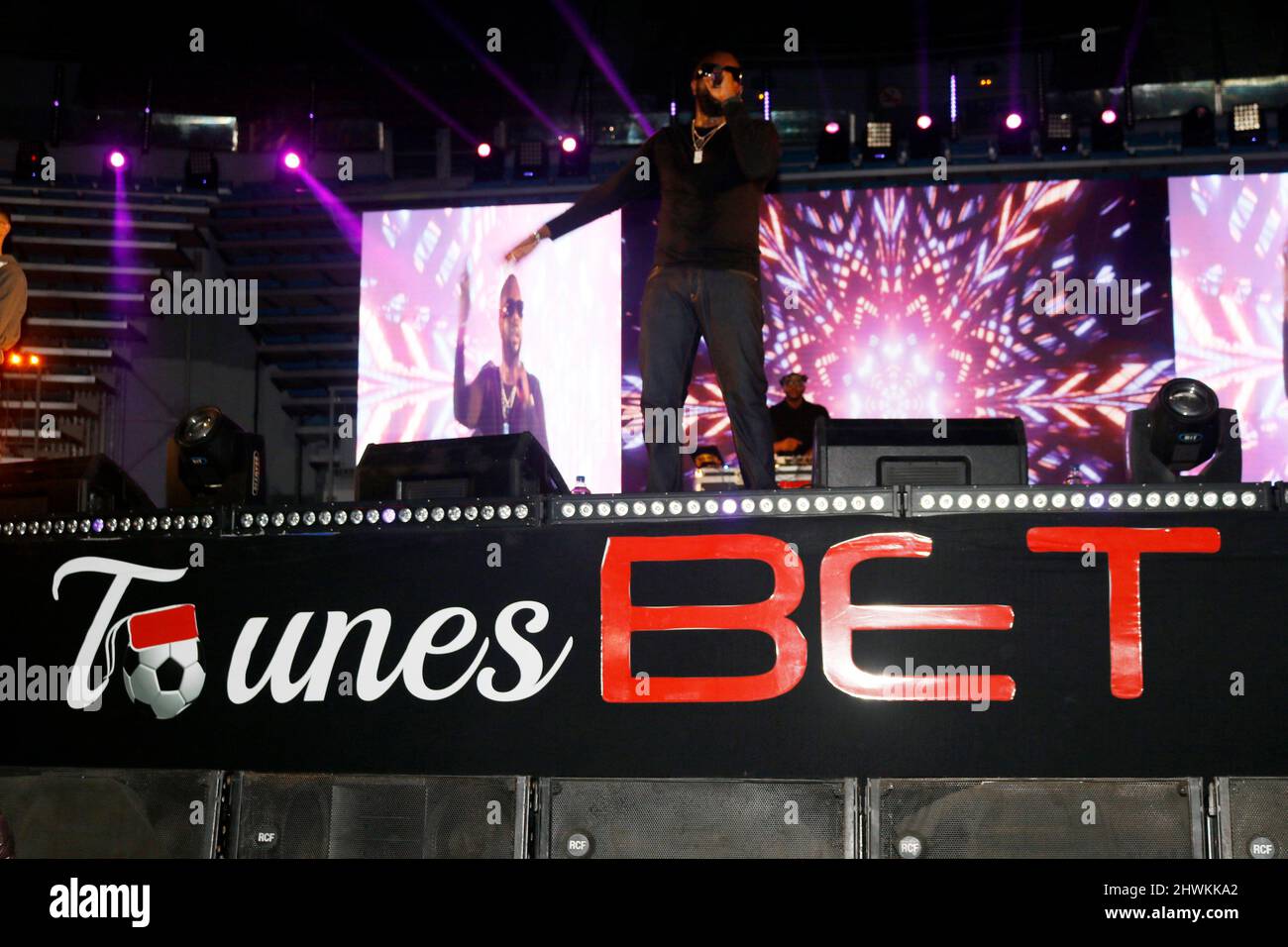 Rades, Tunisia. 5th Mar, 2022. As a curtain raiser, the Tunisian rapper ...