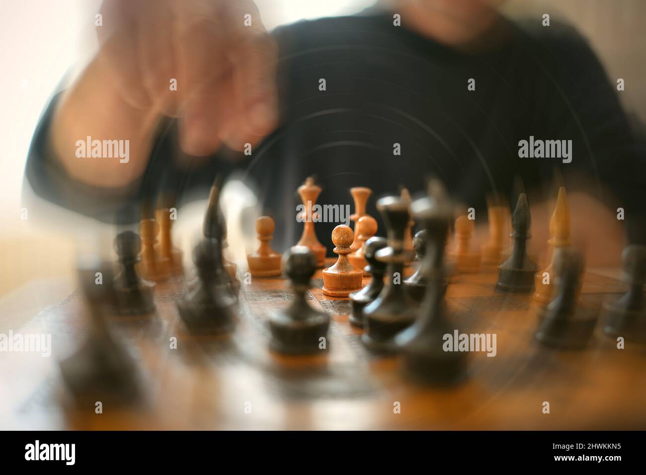 blurred technic selected focus player playing his next move step on the ...