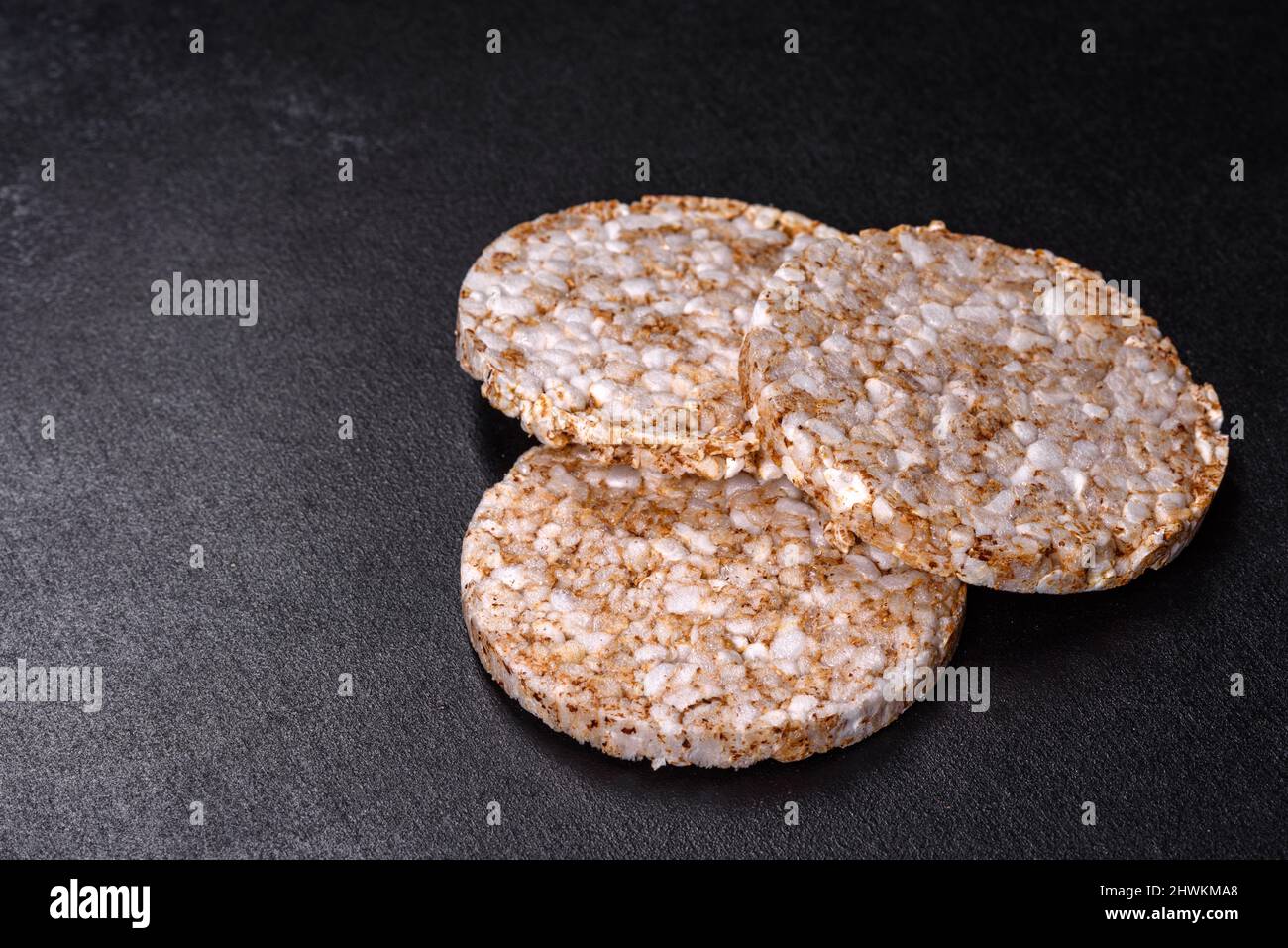 Round Crisp Healthy Gluten Free Buckwheat Crispbread on dark Background ...