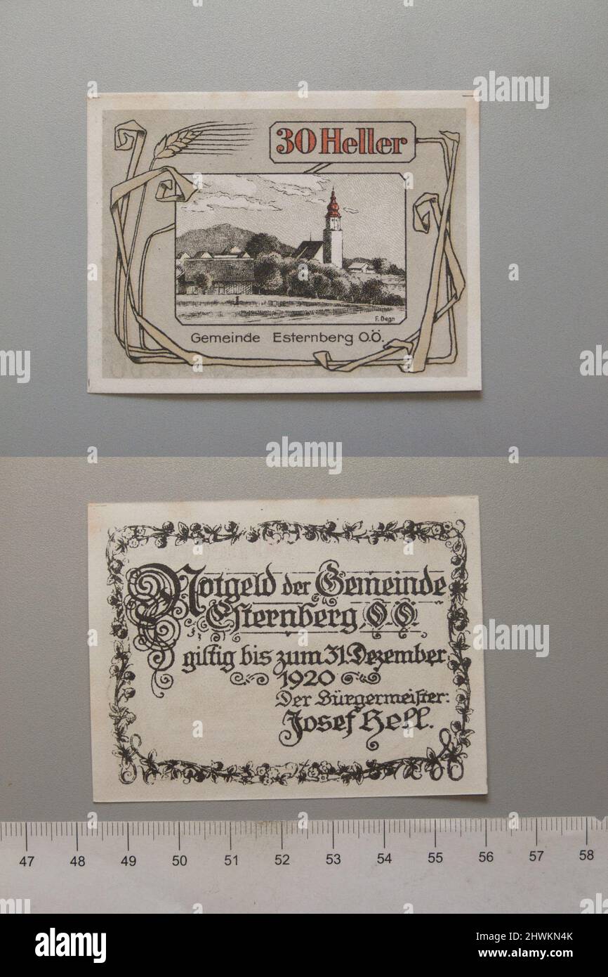 30 Heller from Esternberg, Notgeld. Mint: Esternberg, Austria Stock ...