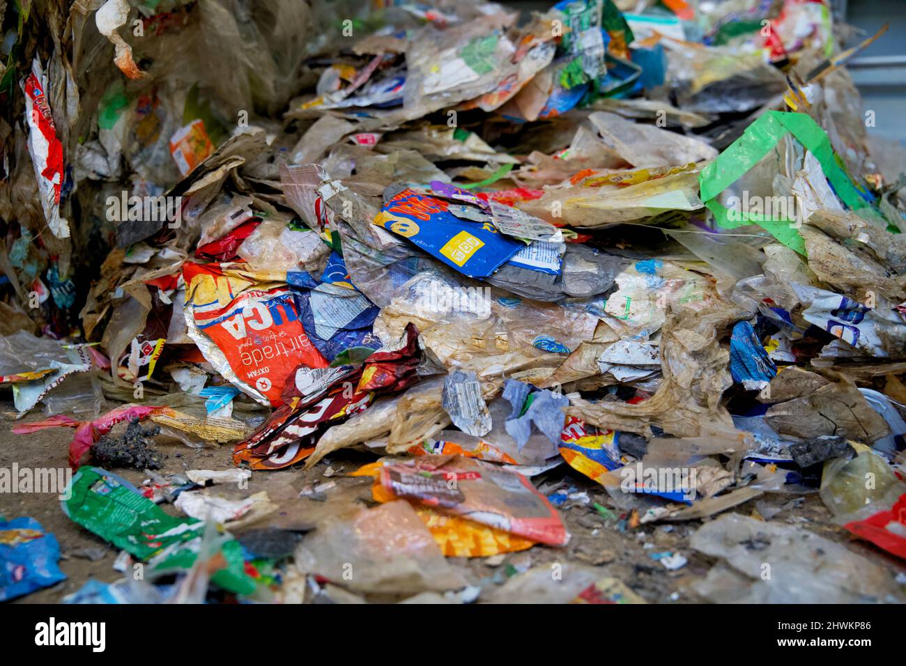 Bales of plastic waste on a plastic recycling plant Stock Photo - Alamy