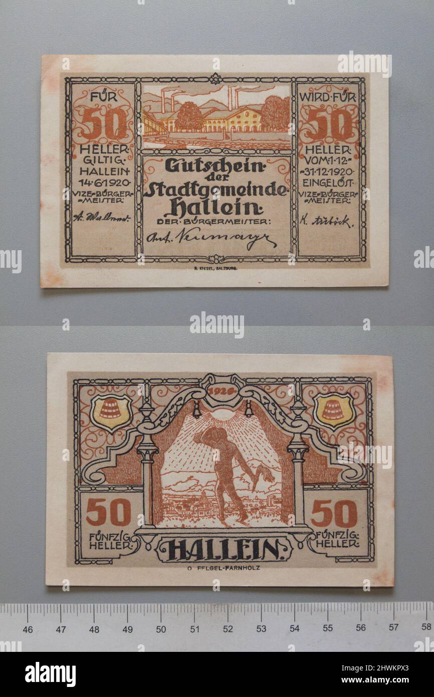 50 Heller from Hallein, Notgeld. Mint: Hallein Stock Photo - Alamy